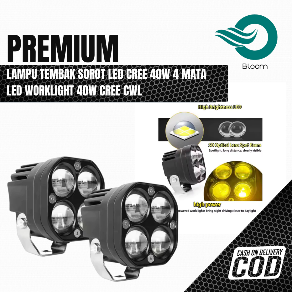 Jual Bloom Lampu Tembak Sorot LED CREE 4W 4 Mata Worklight 40w CWL Lampu Tembak/Sorot Laser Gun ...