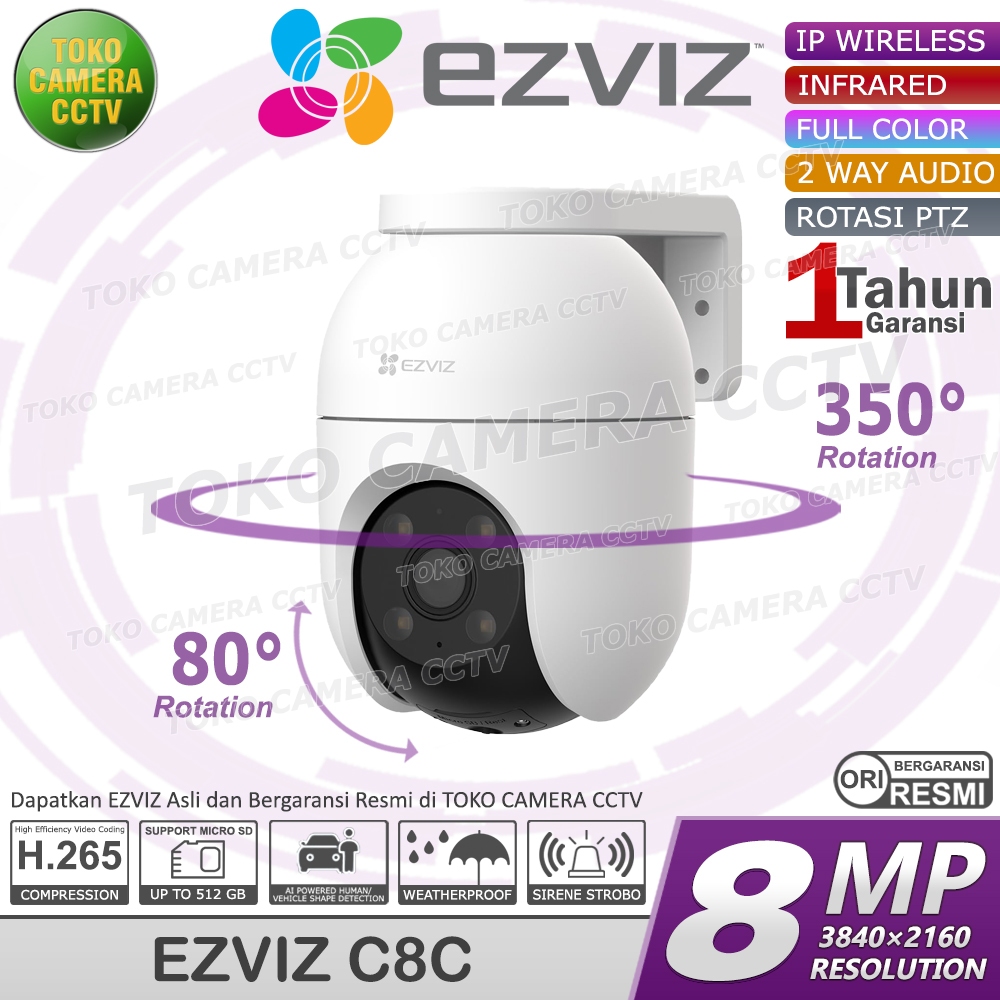 Jual EZVIZ C8C 4K 8MP KAMERA CCTV WIFI CAMERA ROTASI PTZ 2 WAY AUDIO ...