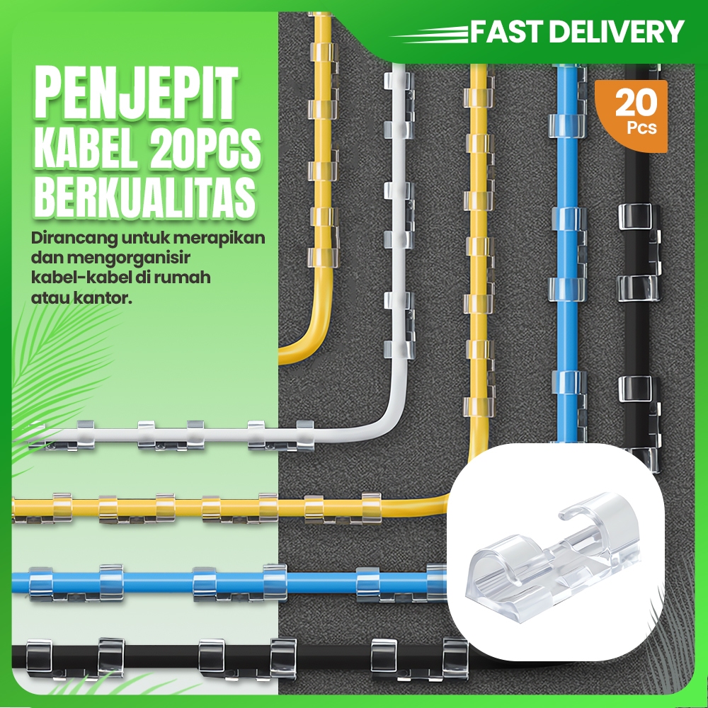 Jual Klip Penjepit Kabel Tempel Dinding Isi 20 PCS Jepitan Holder ...