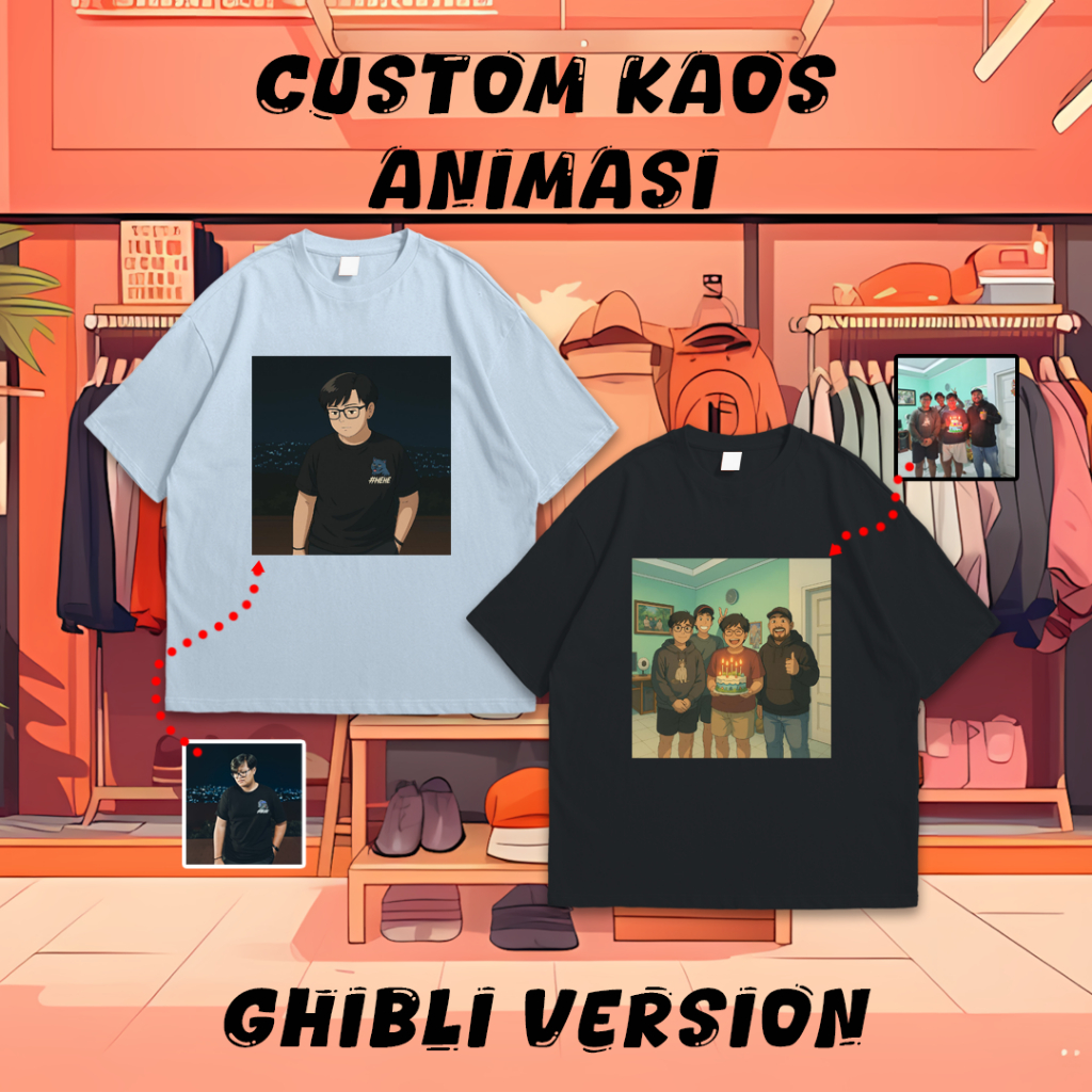 Jual Kaos custom anime//Tshirt custom foto jadi anime//custom ghibli ...
