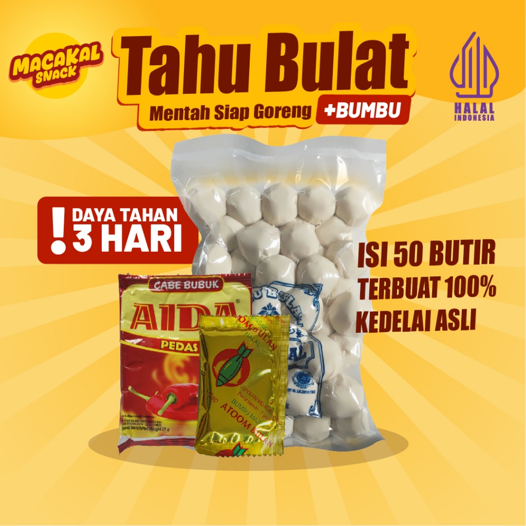 Jual Macakal - Paket Hemat Tahu Bulat Mentah Isi 50 + Bumbu Tabur Atom ...