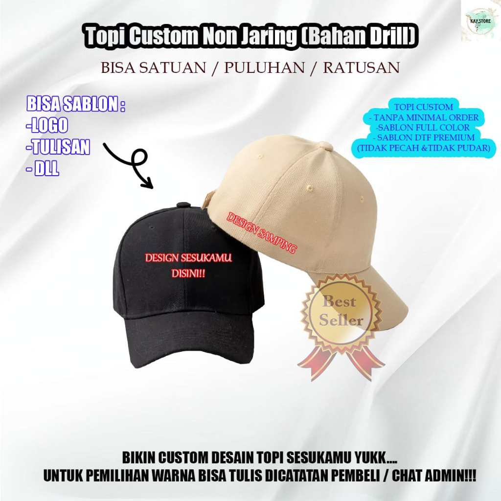 Jual KY1 TOPI DRILL / TOPI CUSTOM / TOPI BASEBALL UNISEX BAHAN DRILL ...
