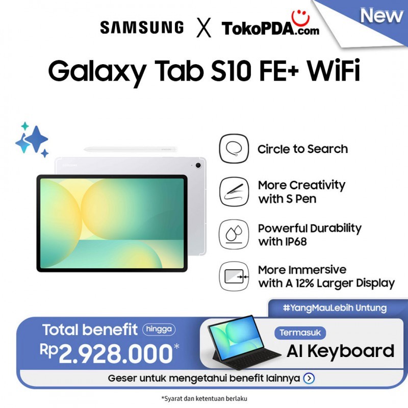 Jual Samsung Galaxy Tab S10 FE Plus WiFi Only 12GB 256GB Garansi SEIN 1 Tahun | Shopee Indonesia