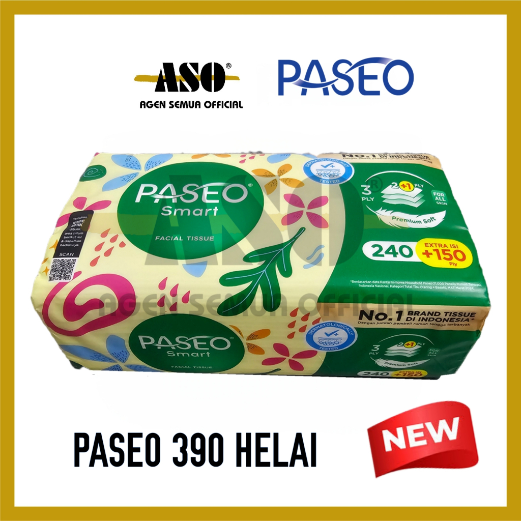 Jual Tisu Tissue PASEO SMART 390 helai PASEO GO kemasan baru Facial ...