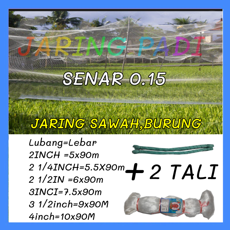 Jual dreams_honey BONUS 2 TALI jaring padi senar 015, jaring burung, jaring emprit dengan senar ...