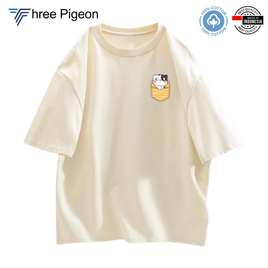 Jual Three Pigeon T-Shirt Cat Pocket Baju Kaos Pria Wanita | Shopee ...