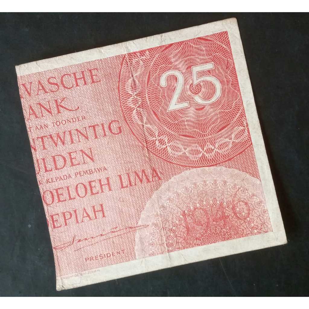 Jual Uang Kuno 25 Gulden Tahun 1946 Seri Federal Orange Senering Kanan ...