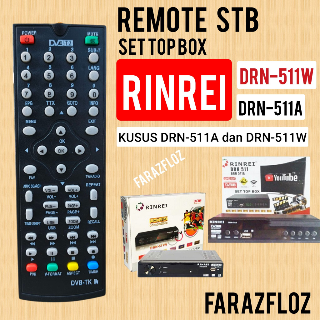Jual Remote stb reveiver RINREI DRN-511a / 511w Set top box dvbt2 remot | Shopee Indonesia