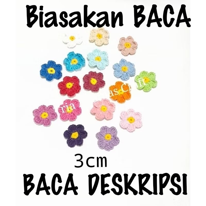 Jual Rajutan Bunga Daisy Seri Kuning 3cm/Aplikasi Bunga Rajut/Hiasan ...