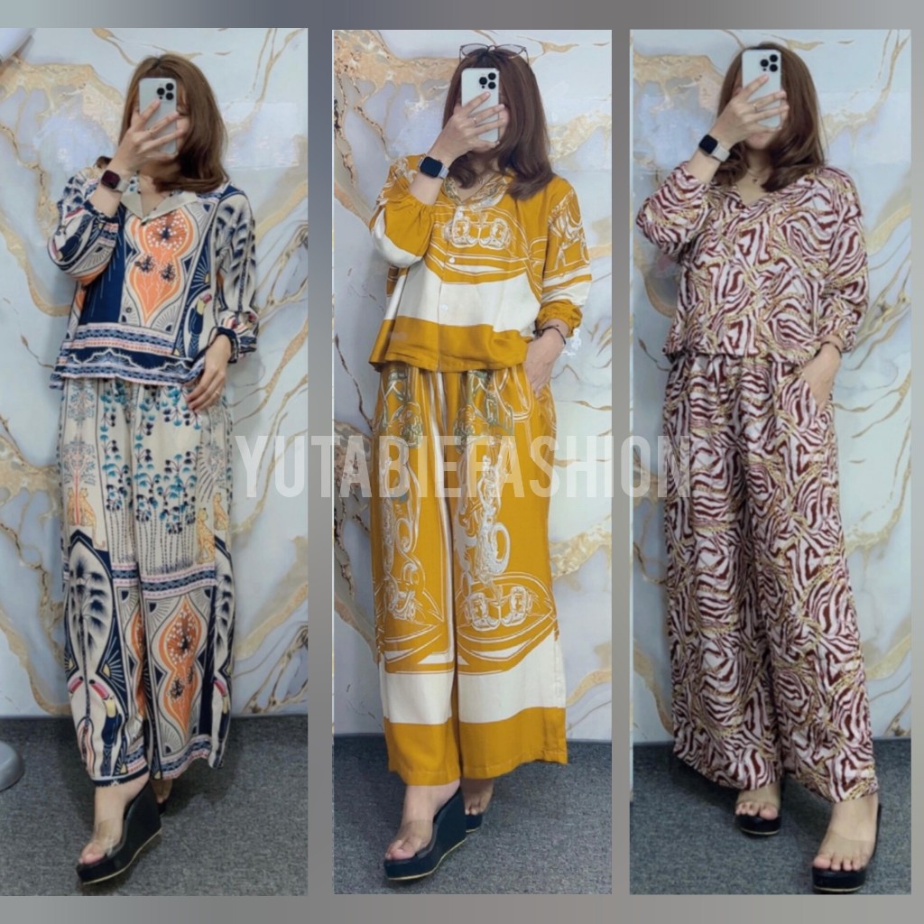 Jual ONE SET CROP SETELAN CELANA KULOT WANITA HIGHTWAIST LENGAN 7/8 RAYON PREMIUM BUSUI FRIENDLY ...