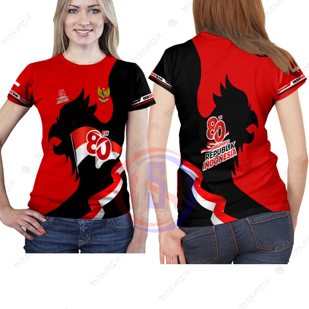 Jual KAOS WANITA DIRGAHAYU INDONESIA HUT RI KE-80 / KAOS 17 AGUSTUSAN 2025 / BAJU 17 AGUSTUS ...