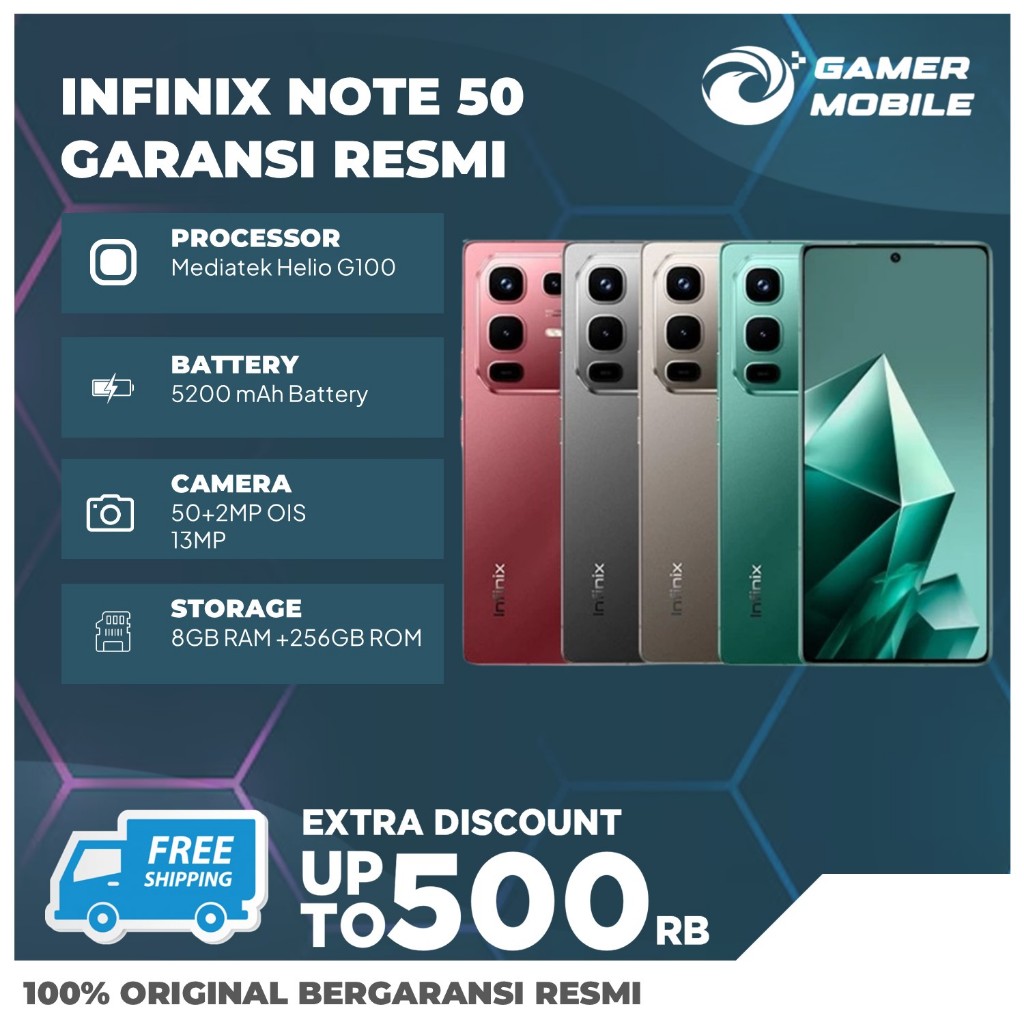 Jual Infinix Note 50 8/256GB - Up to 16GB RAM - Helio G100 - 6.78” FHD+ Amoled - 50MP OIS - 5200 ...
