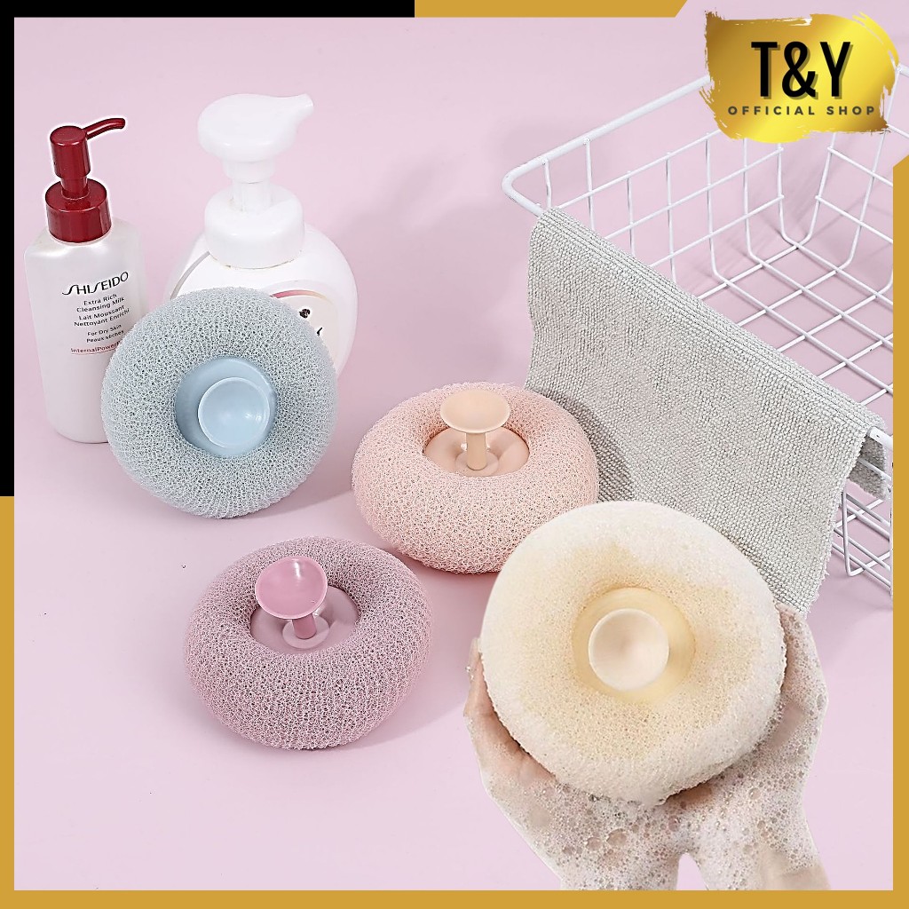Jual T&Y Spons Mandi Jaring Tebal Lembut Tempel Spons Mandi Bulat ...