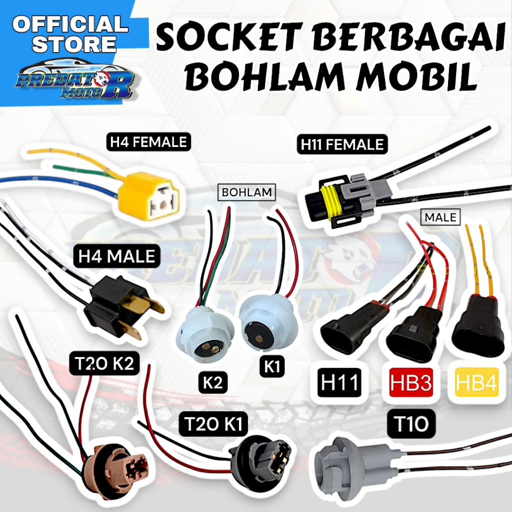 Jual Socket Berbagai Bohlam Mobil T10 I T20 I H4 I H11 I HB3 I HB4 DLL ...