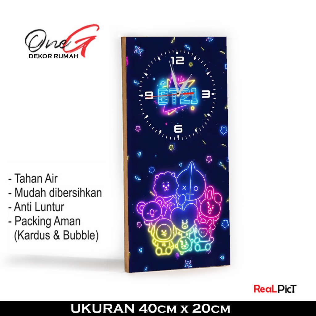 Jual Jam Dinding Kotak BT21 Desain Laser MDF 20x30 CM | Shopee Indonesia