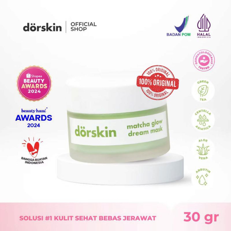 Jual Dorskin Matcha Glow Dream Mask Moisturizer | Sleeping Mask Untuk ...