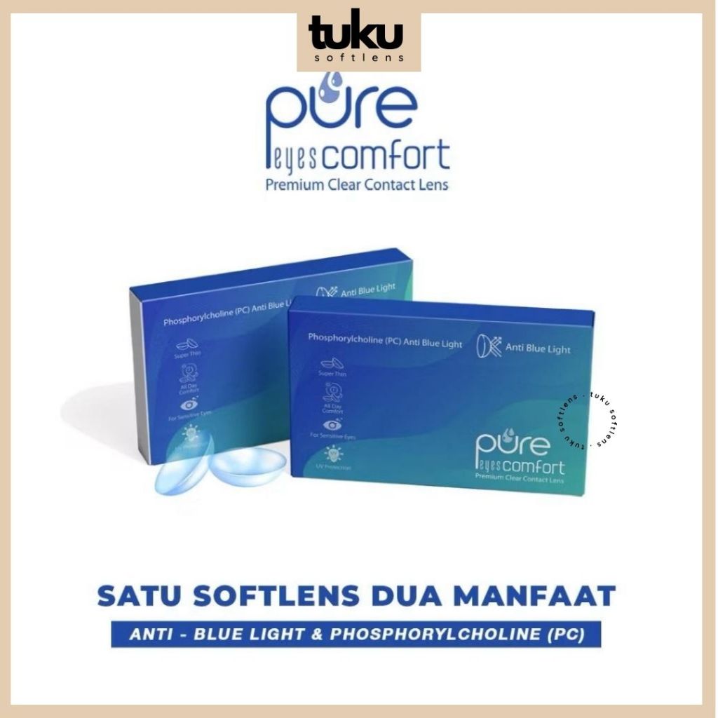 Jual SOFTLENS PURE EYES ANTI BLUE LIGHT CLEAR 14,2 MM 3 BULANAN MINUS ...