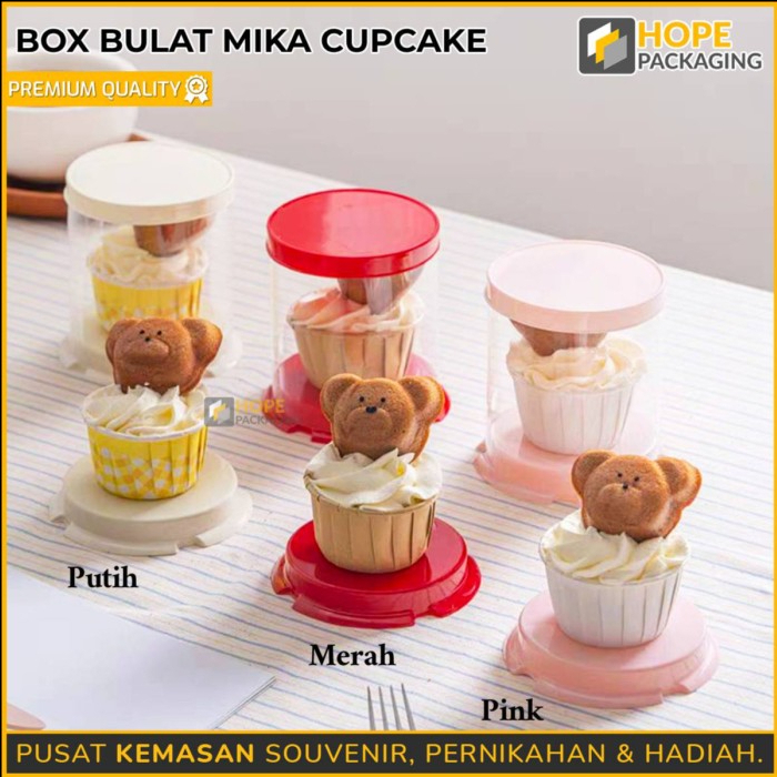 Jual Box Bulat Mika Cupcake/ Kotak Kue Nastar Pia Mochi/ Wadah Dessert ...
