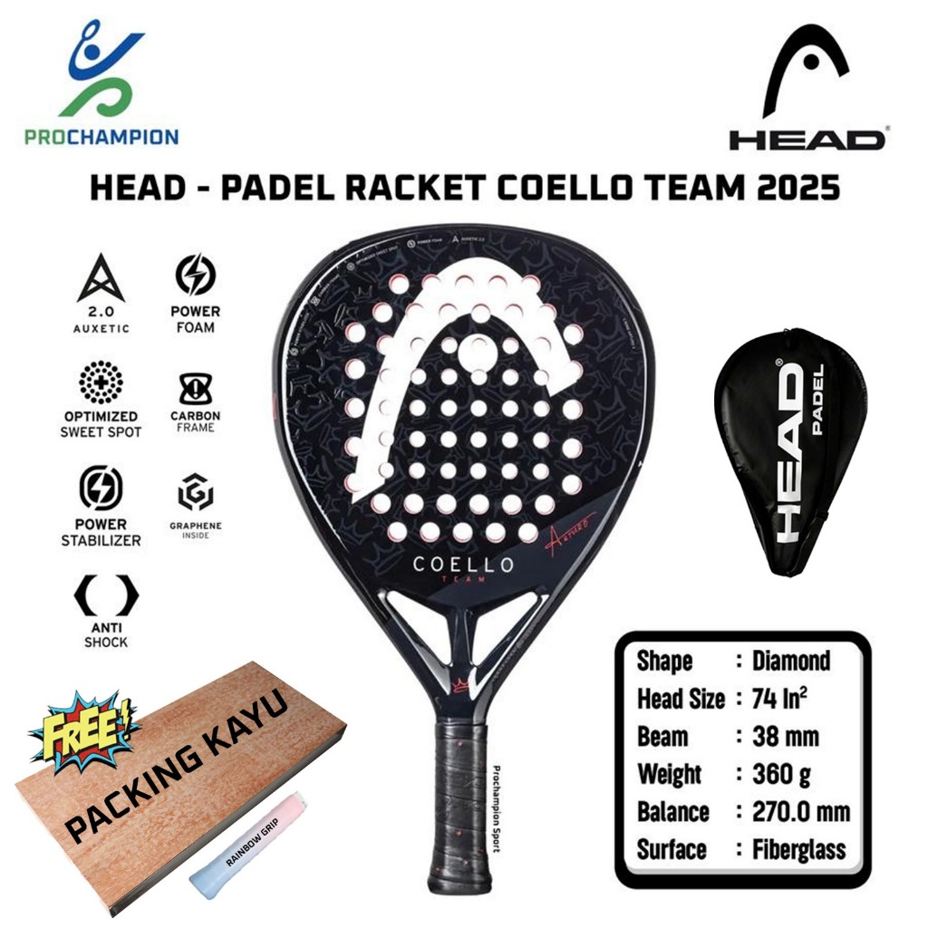 Jual Padel Raket Head COELLO Team 2025 350 G Black | Shopee Indonesia