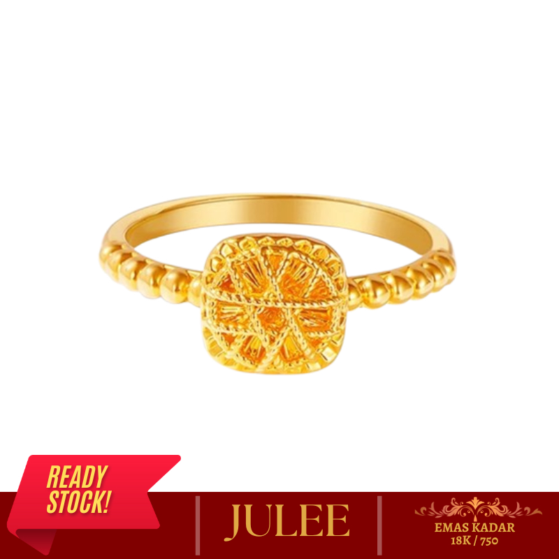 Jual JULEE 18K/750 Emas Cincin Emas Solid Tanpa Cetakan dengan Desain ...