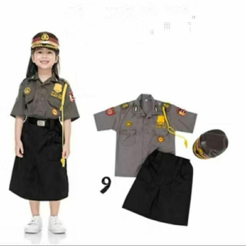 Jual Baju Seragam Polisi Sabhara Anak Perempuan Full Set Baju Seragam ...