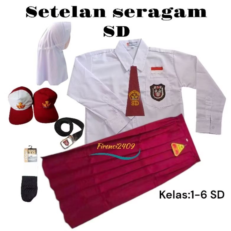 Jual Setelan seragam sekolah SD merah putih anak perempuan kelas 1-6 SD ...