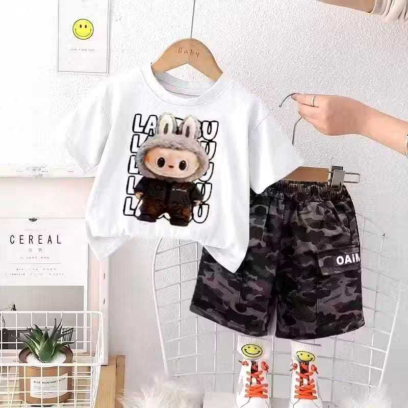 Jual satu set baju motif labubu army untuk anak usia 1-5 tahun yang ...