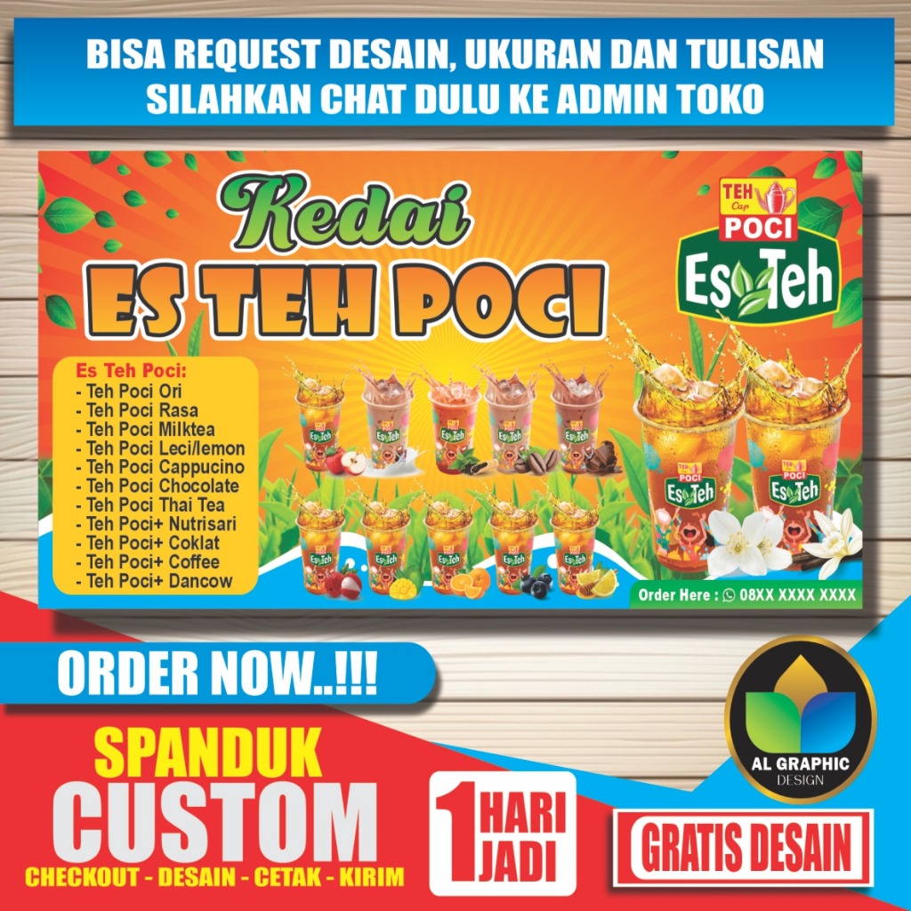 Jual Spanduk Minuman, Es Teh Poci, Bisa Custom COD | Shopee Indonesia