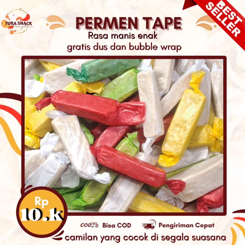 Jual Permen Tape Makanan Tradisional Khas indonesia- Manis, Legit, dan ...