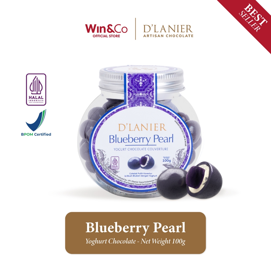 Jual D'Lanier Blueberry Pearl with Yogurt Chocolate - 100 gr | Shopee ...