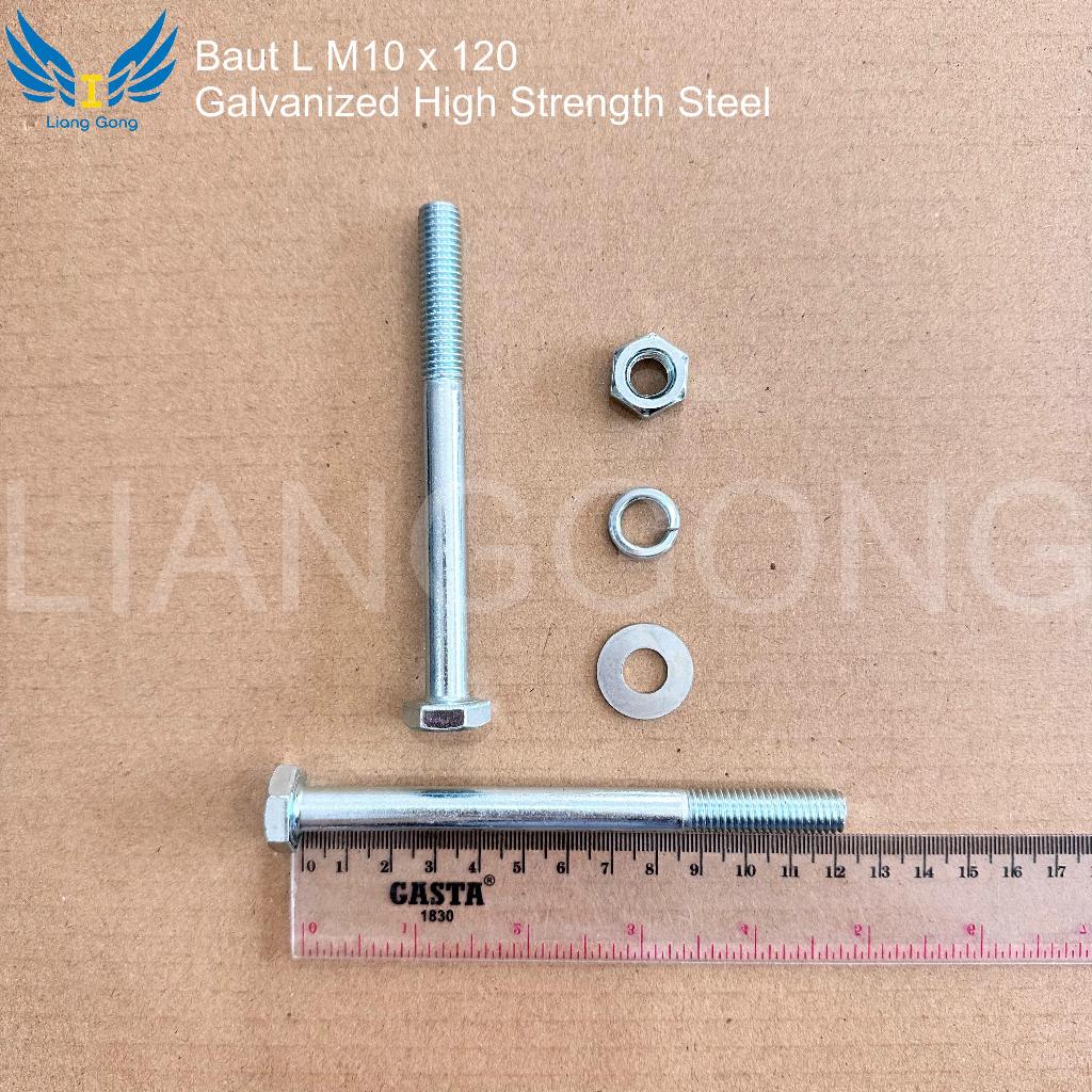 Jual Baut M10x120 Putih Galvanis | Baut Mur Ring Per Ring Plat | Shopee ...