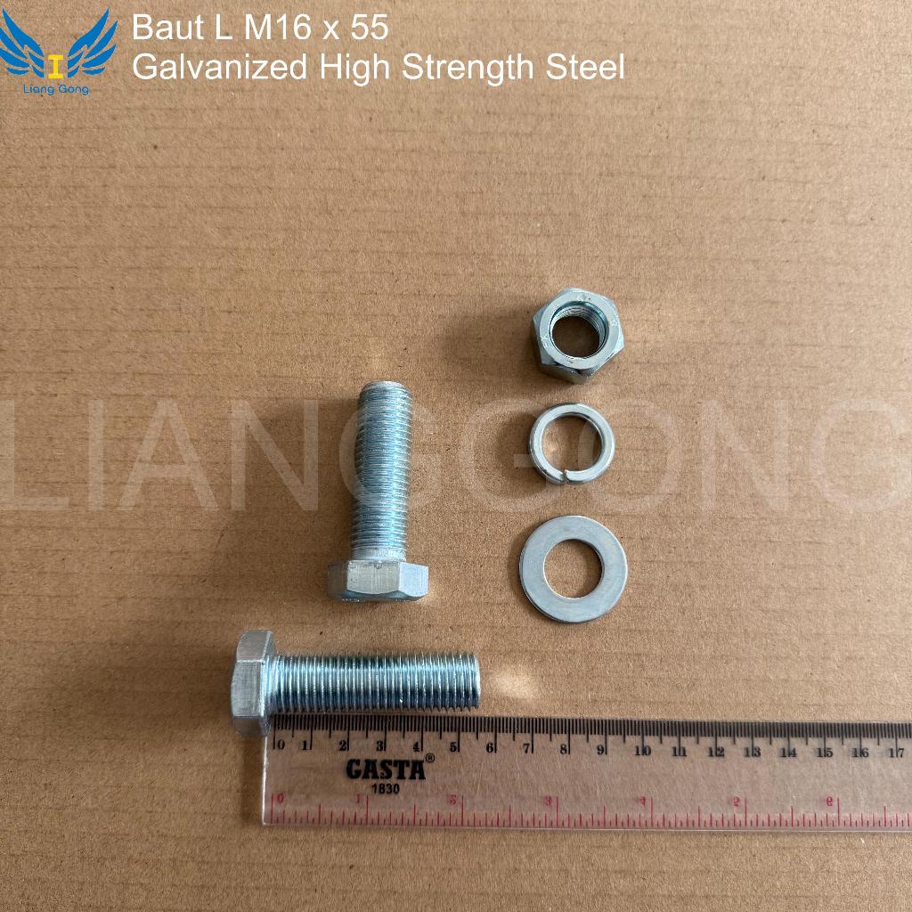Jual Baut Mur Hex Putih | BMP | Baut M16 x 55 Putih Galvanis | Baut Mur | Grade 4.8 | Shopee ...