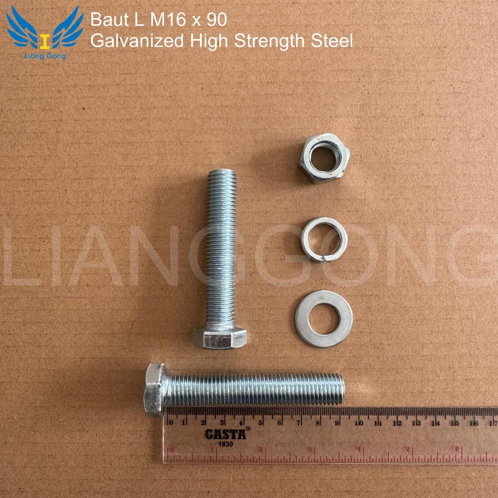 Jual Baut M16x90 Putih Galvanis | Baut Mur Ring Per Ring Plat | Shopee Indonesia