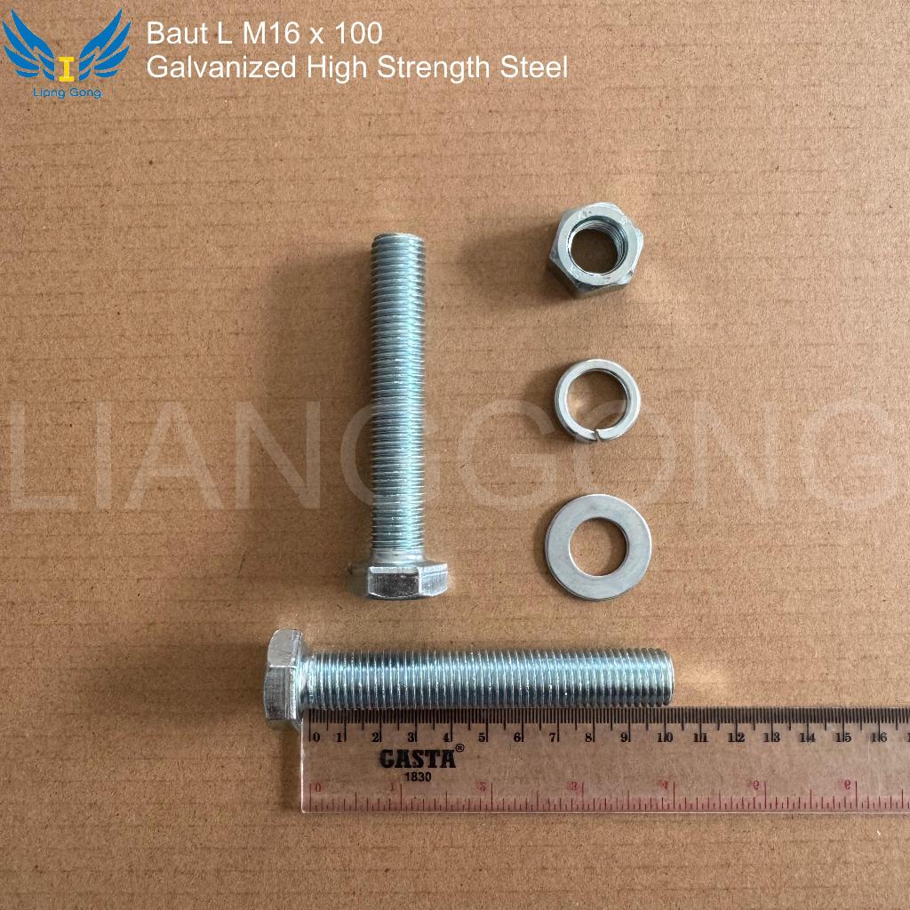 Jual Baut Mur Hex Putih | BMP | Baut M16 x 100 Putih Galvanis | Baut Mur | Grade 4.8 | Shopee ...
