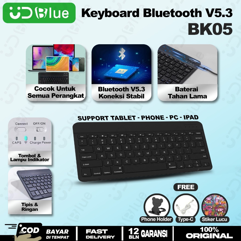 Jual UDBLUE Wireless Keyboard Bluetooth Keyboard Multi Device for Android IOS Apple Tablet ...