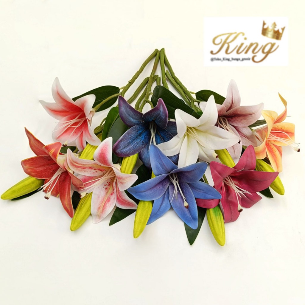 Jual Artificail Lily Latex Premium Real Touch Bunga Lili Artificial ...