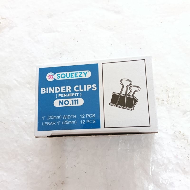 Jual BINDER CLIP 111 1 KOTAK PENGJEPIT KERTAS HITAM 2,5 CM 25MM ...