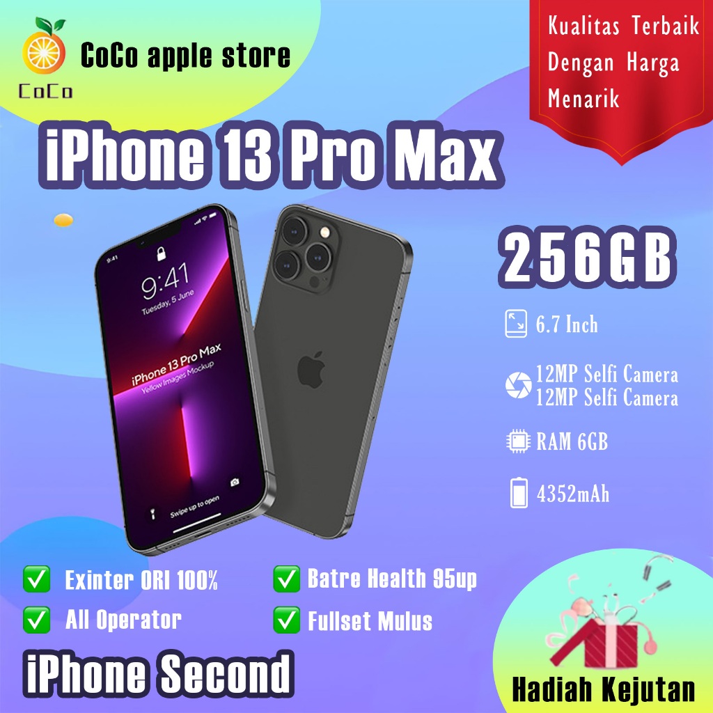 Jual iPhone 13Pro Max 256GB Fullset Second Original100% 6.7“OLED-Ori Mulus Normal Phone 3uTools ...