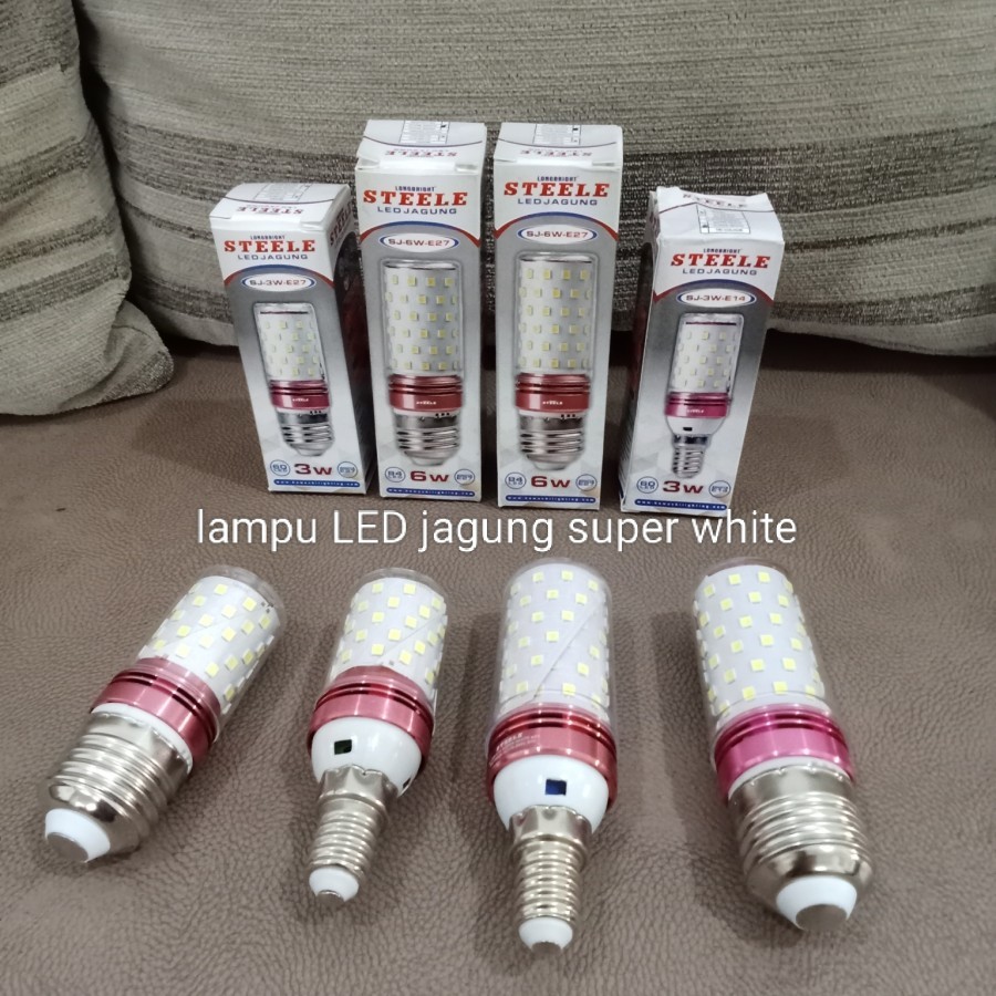Jual Lampu Bohlam LED Jagung Corn Super White E14 E27 STEELE 3w 6w / Lampu Candle | Shopee Indonesia