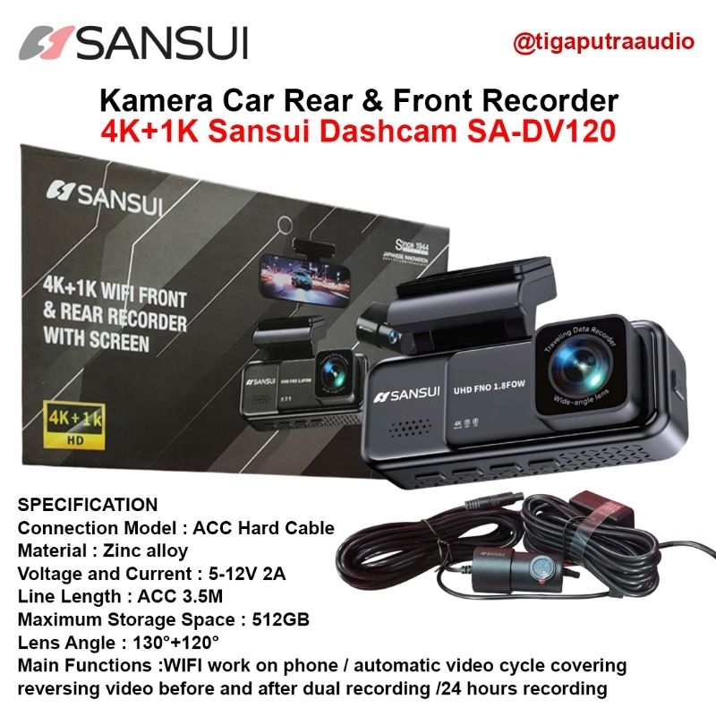 Jual Dashcam Sansui SA-DV120 4K+1K Dual Camera (Front And Rear ...