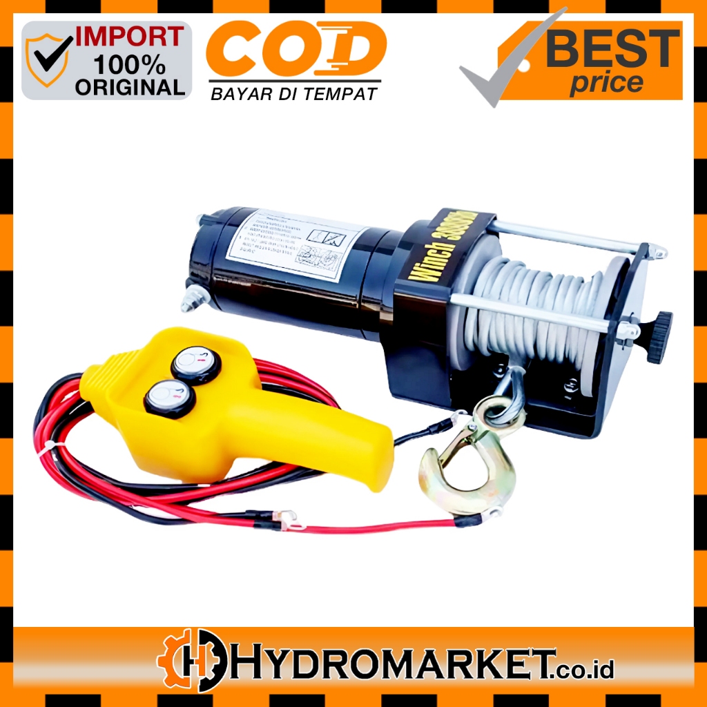 Jual Electric Winch ATV DC 24v 3000 lbs Manual + Remote Switch / Winch ...