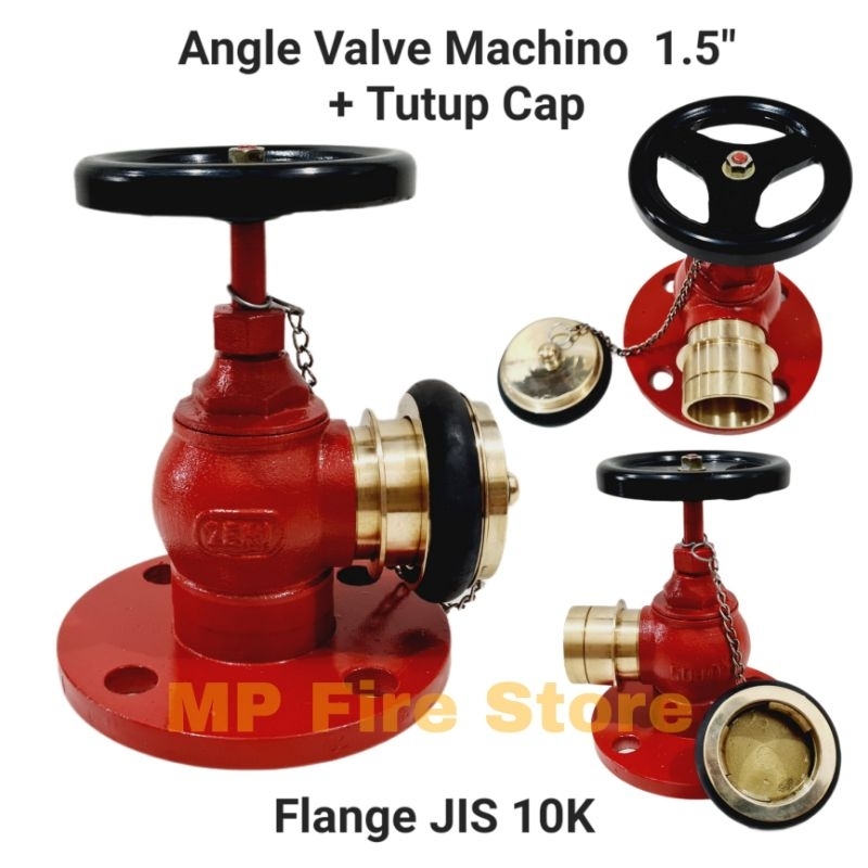 Jual FIRE ANGLE HYDRANT VALVE ZEKI 1.5 " 40 MM COUPLING MACHINO FLANGE ...