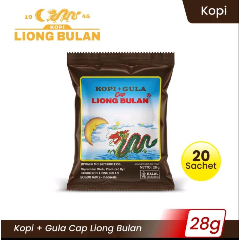 Jual Kopi Liong Bulan Plus Gula 28g (20 Sachet) | Shopee Indonesia
