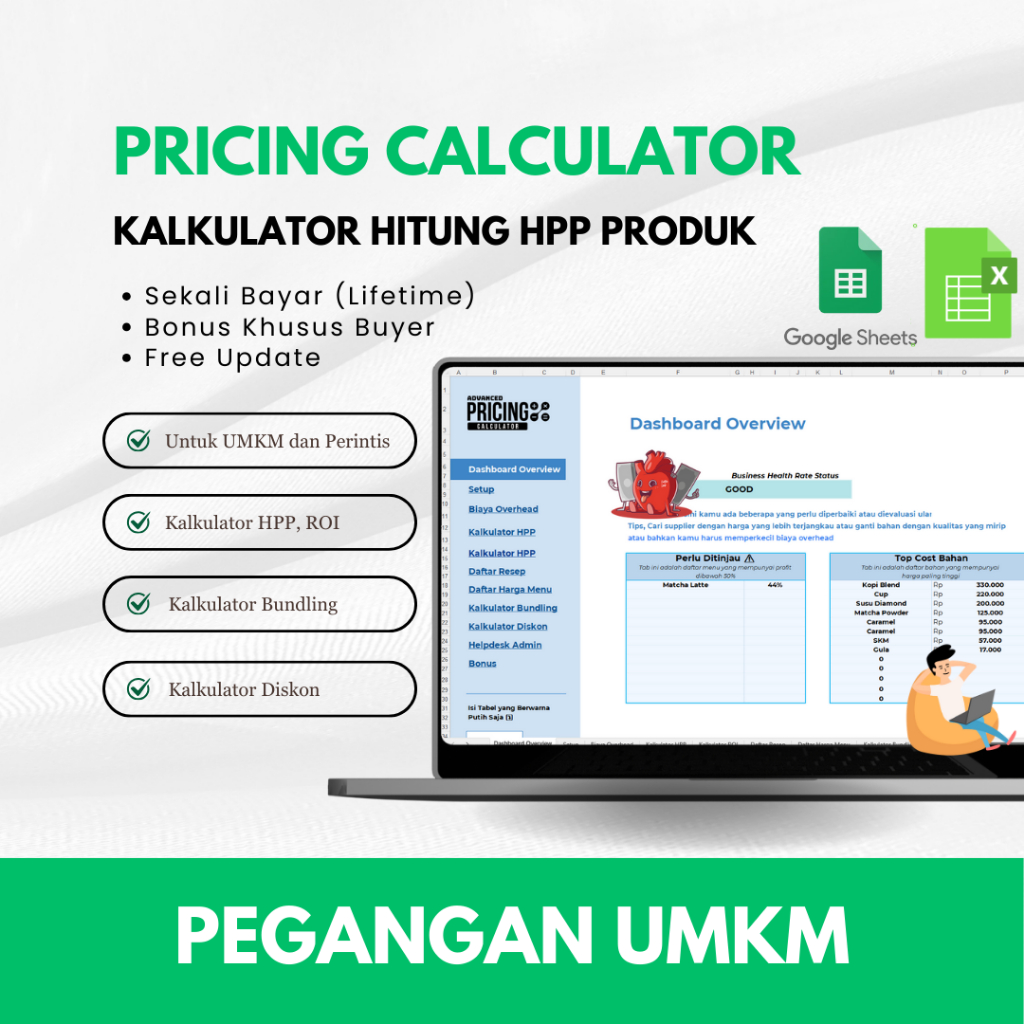 Jual Tamplate HPP Penjualan Excel | Hitung Harga Pokok Produksi dan Penjualan | Shopee Indonesia