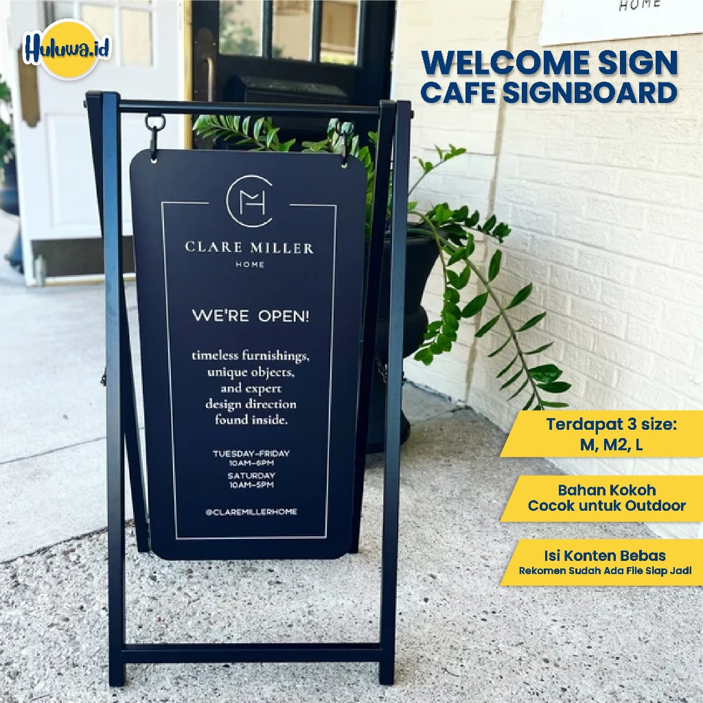 Jual Welcome Sign / Cafe Signboard / Open Hours / Floor Standing Sign ...