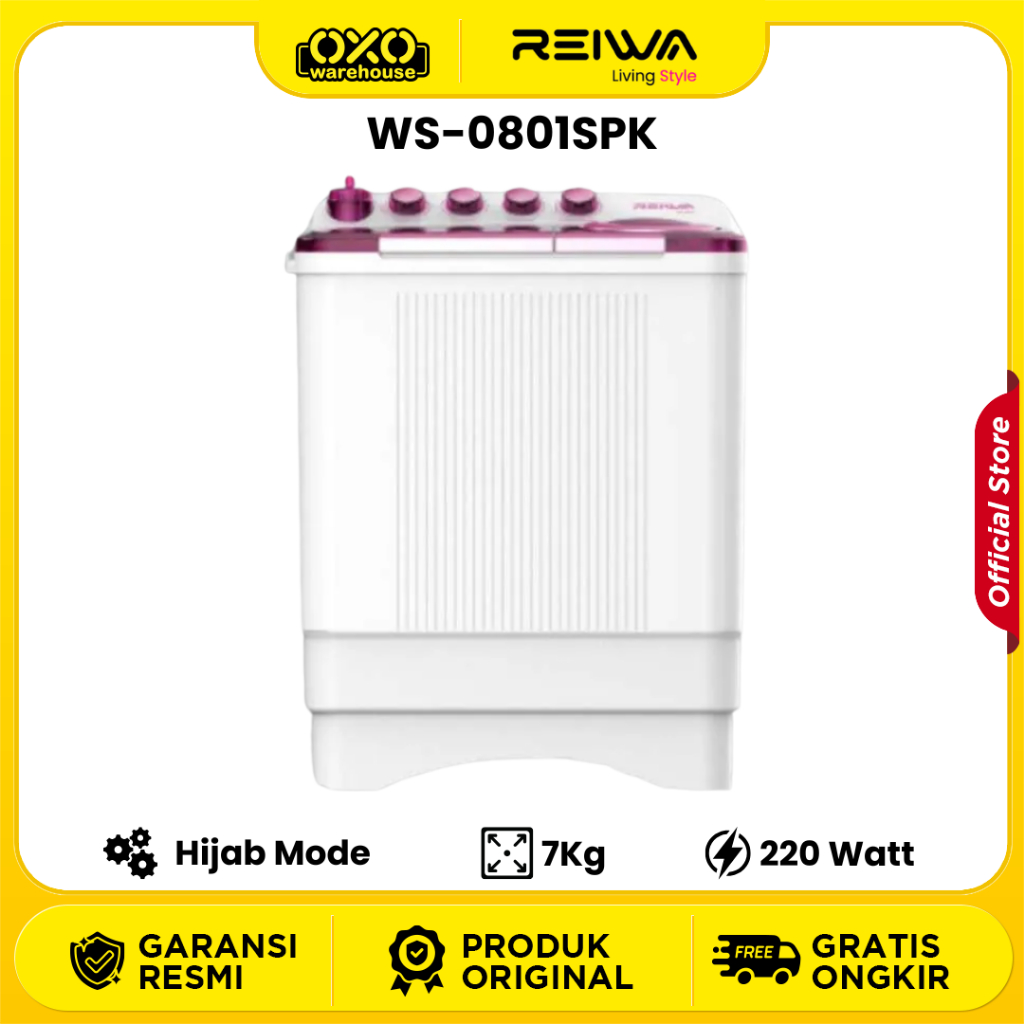 Jual REIWA Washing Machine WS-0801SPK Sakura Pink Mesin Cuci 2 Tabung ...