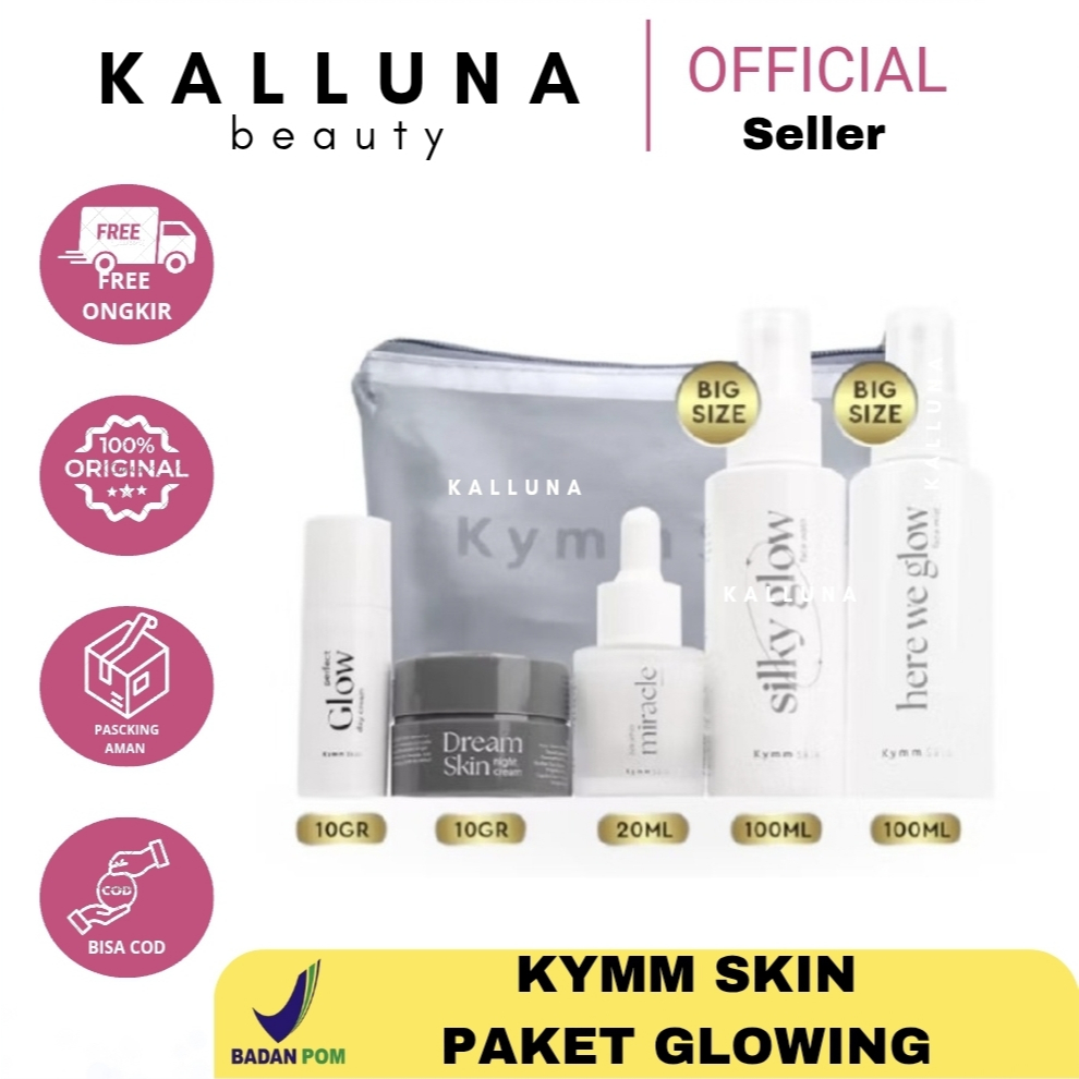 Jual KYMM SKIN 5pcs + Pouch Paket Lengkap Glowing - (Face Wash, Face ...