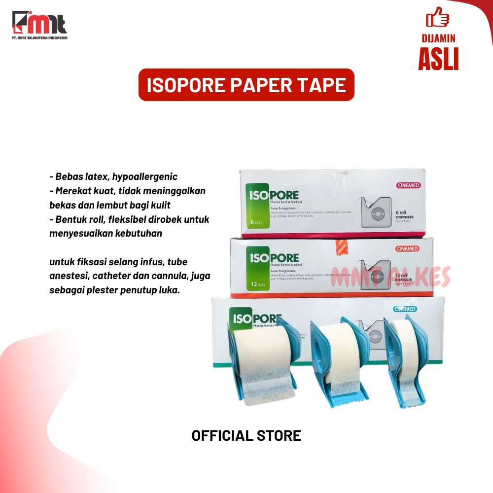 Jual Micropore ISOPORE winner paper tape 10 yard x 1/2 inchi, 1 inchi ...