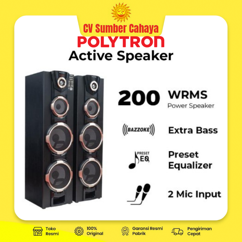 Jual Polytron Speaker Aktif Extra Bass 8" Bluetooth USB Mic PAS 8FF28 ...