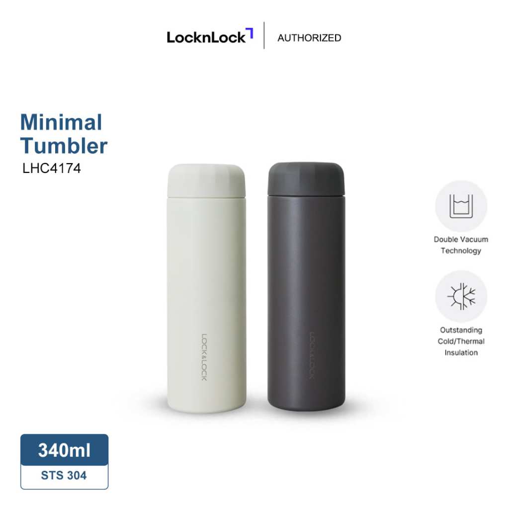 Jual LocknLock Minimal Tumbler 340ML - LHC4174 Gray /Ivory | Shopee Indonesia